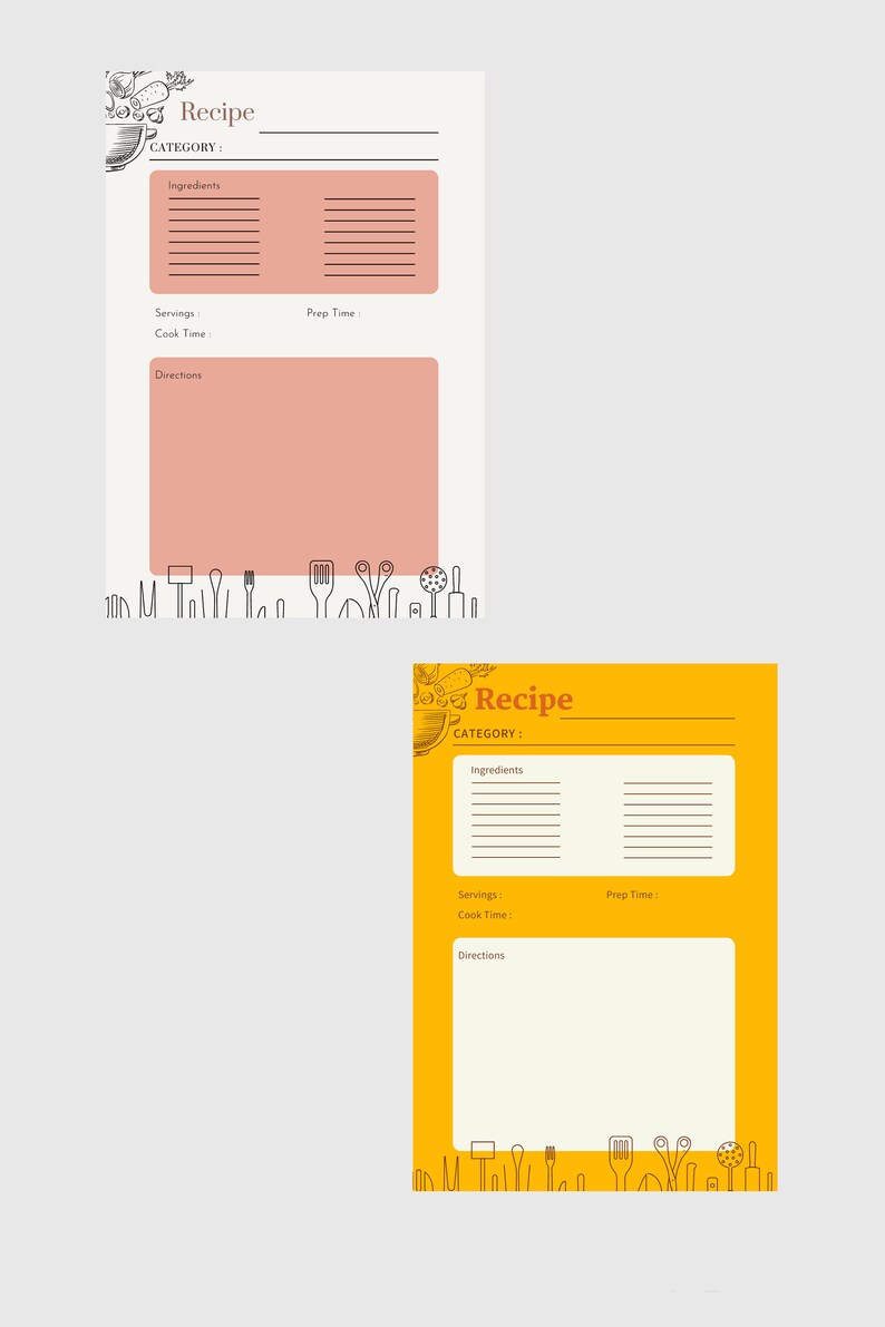 Recipe Cards Digital Download 4in X 6in Beige & White Printable - Etsy