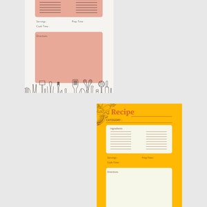 Printable Recipe Cards Digital Download 4in X 6in Yellow 150 - Etsy