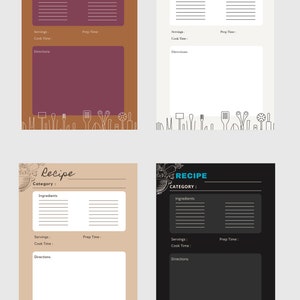 Recipe Cards Digital Download 4in X 6in Beige & White Printable - Etsy