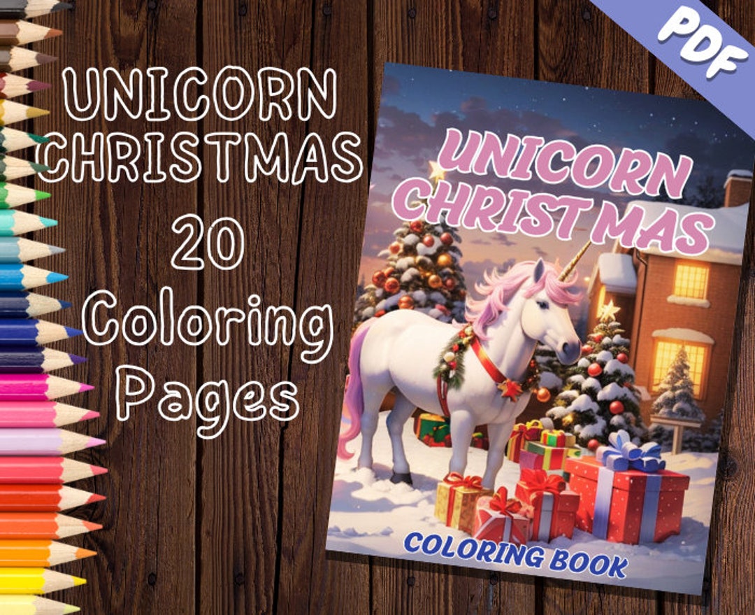 Unicorn Christmas Coloring Pages Unicorn Christmas Coloring - Etsy
