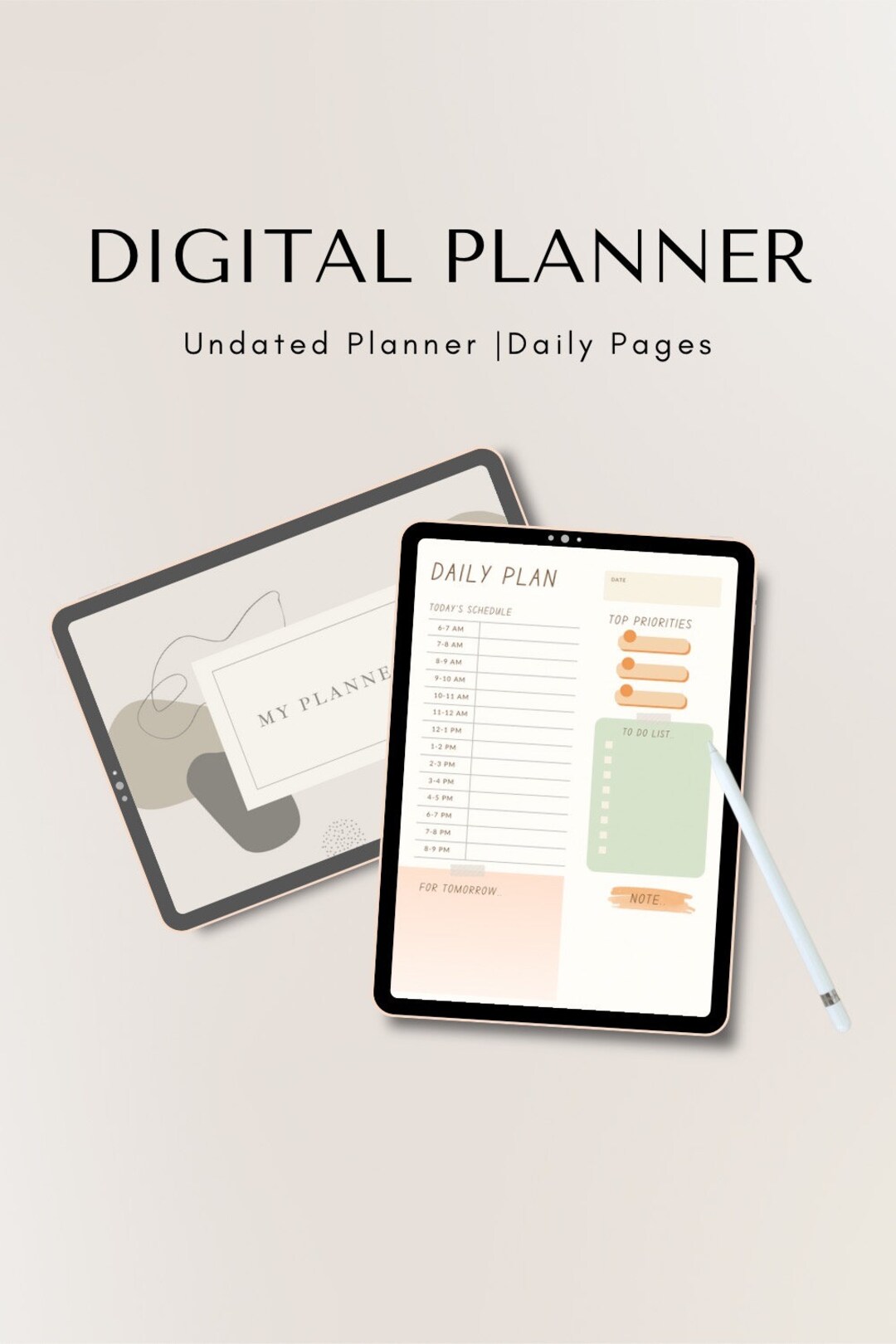 Daily Planner Template Undated Digital Planner Pdf Cute - Etsy