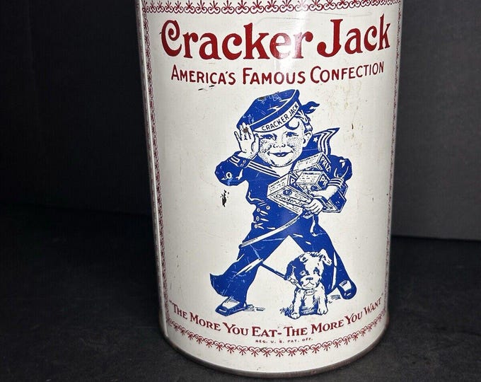 Vintage Cracker Jack Sailor Collector Tin Canister 1980 Replica of 1900 ...