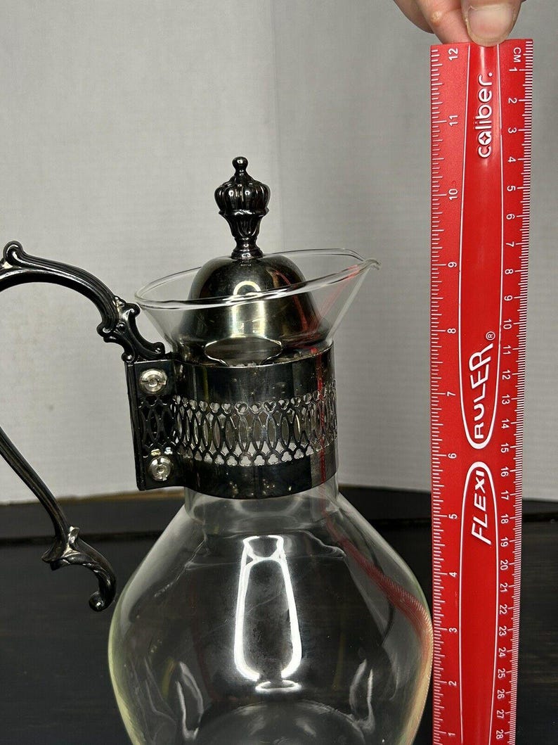 Very Rare Vintage Corning Ware Glass Pitcher Carafe With Pewter Silver ...