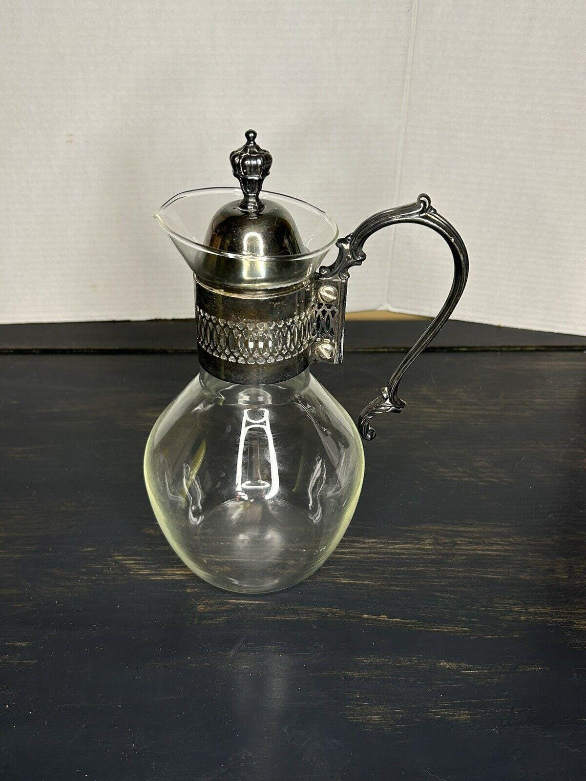 Very Rare Vintage Corning Ware Glass Pitcher Carafe With Pewter Silver ...