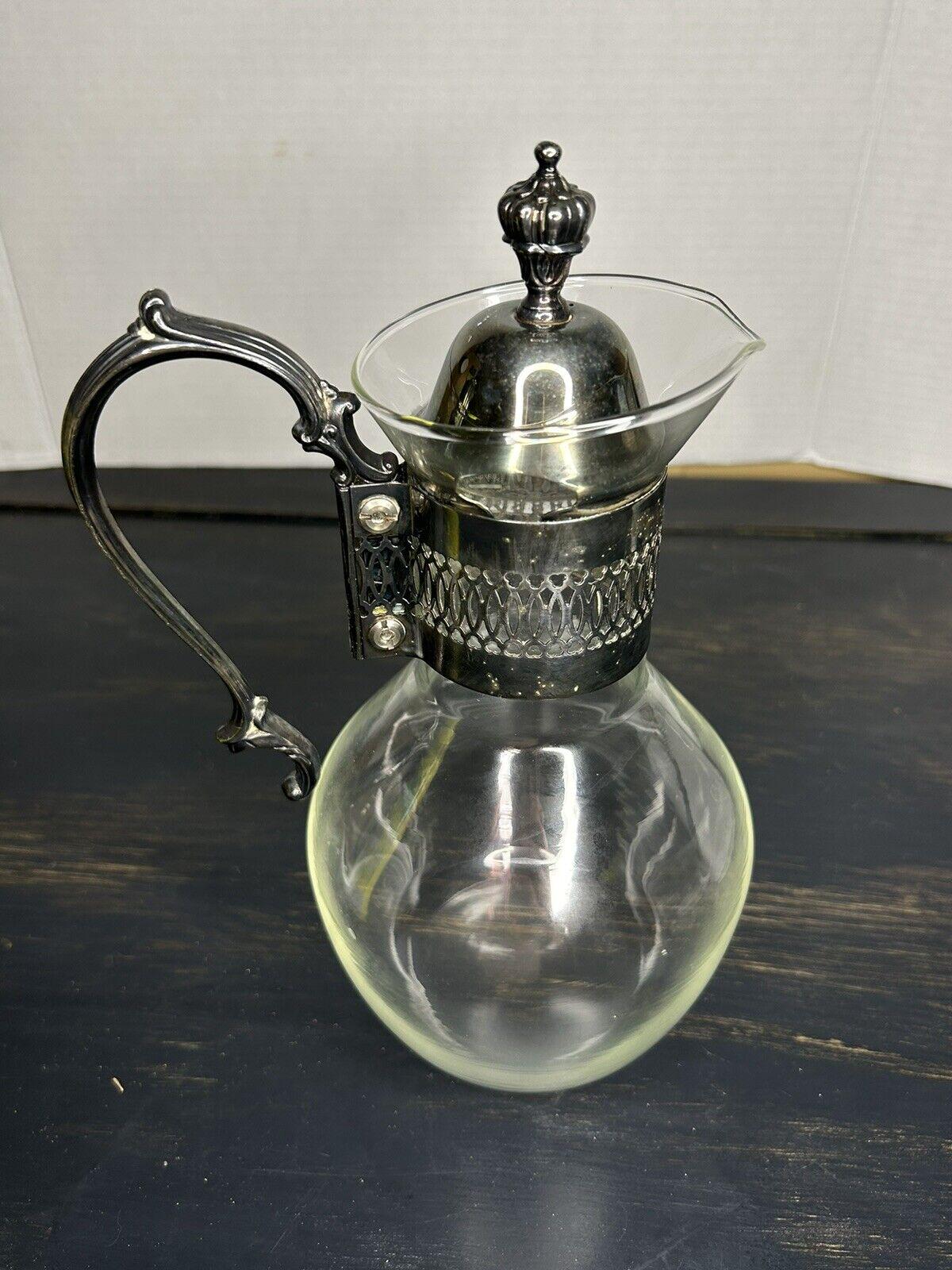 Very Rare Vintage Corning Ware Glass Pitcher Carafe With Pewter Silver ...