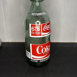 1970s Vintage COCA COLA 2 Liter Green Glass Coke Bottle 67.6 Fl Oz Cap ...