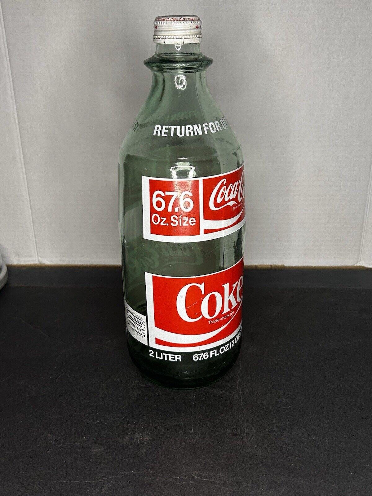 1970s Vintage COCA COLA 2 Liter Green Glass Coke Bottle 67.6 Fl Oz Cap ...