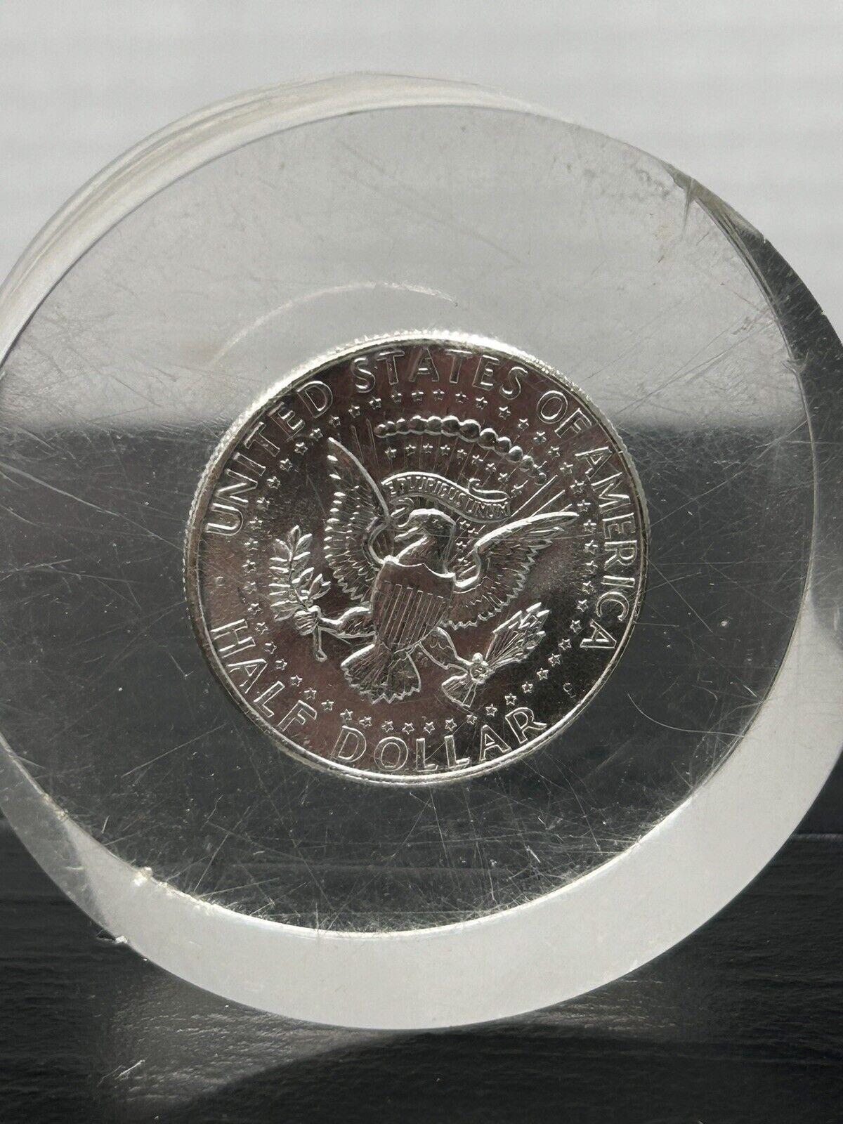 1964 Silver Kennedy Half 1/2 Dollar Coin JFK in Lucite Paperweight GEM ...