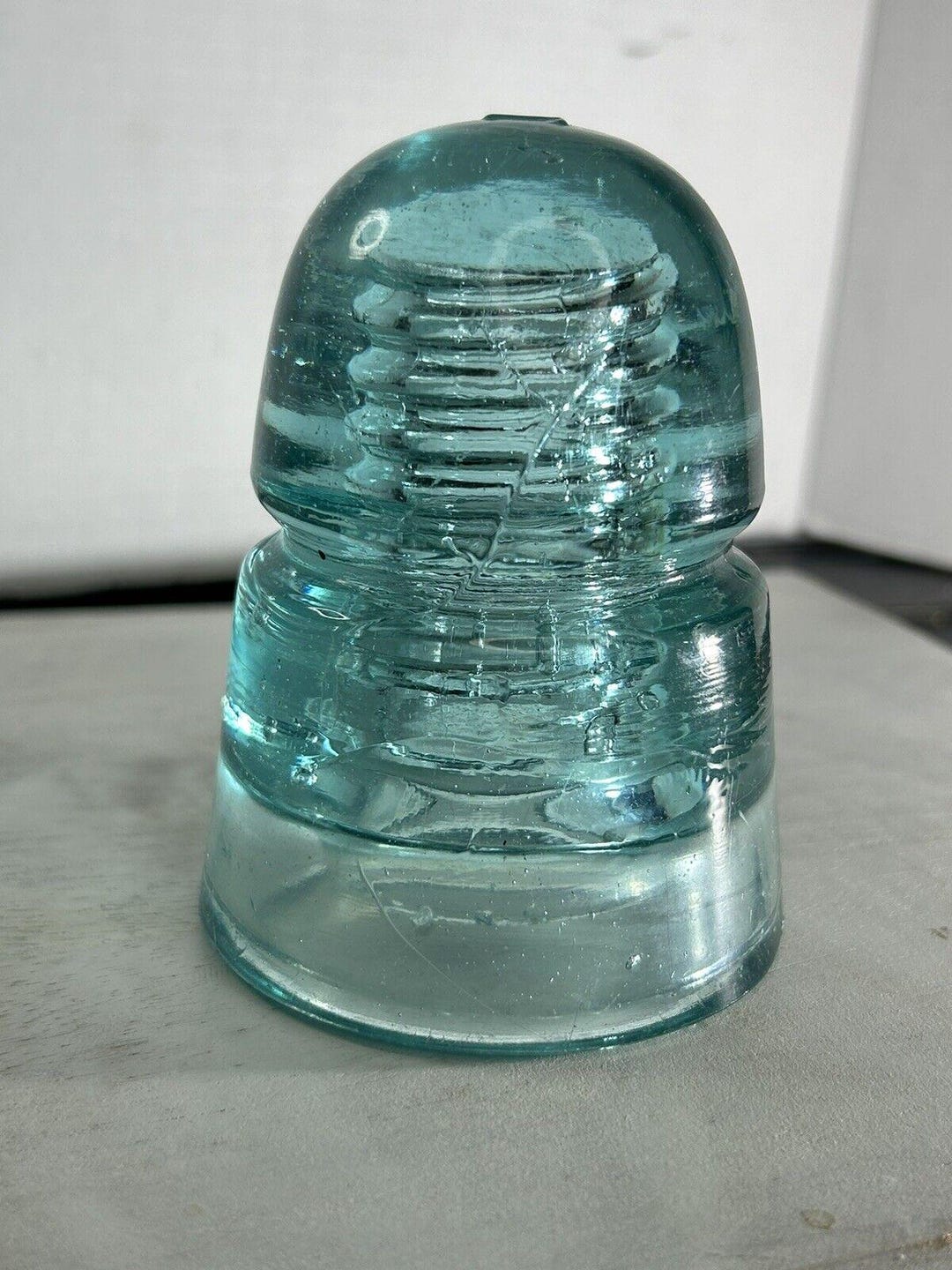 Gorgeous Brookfield CD 145 beehive Steel / Ice Blue Glass Insulator ...