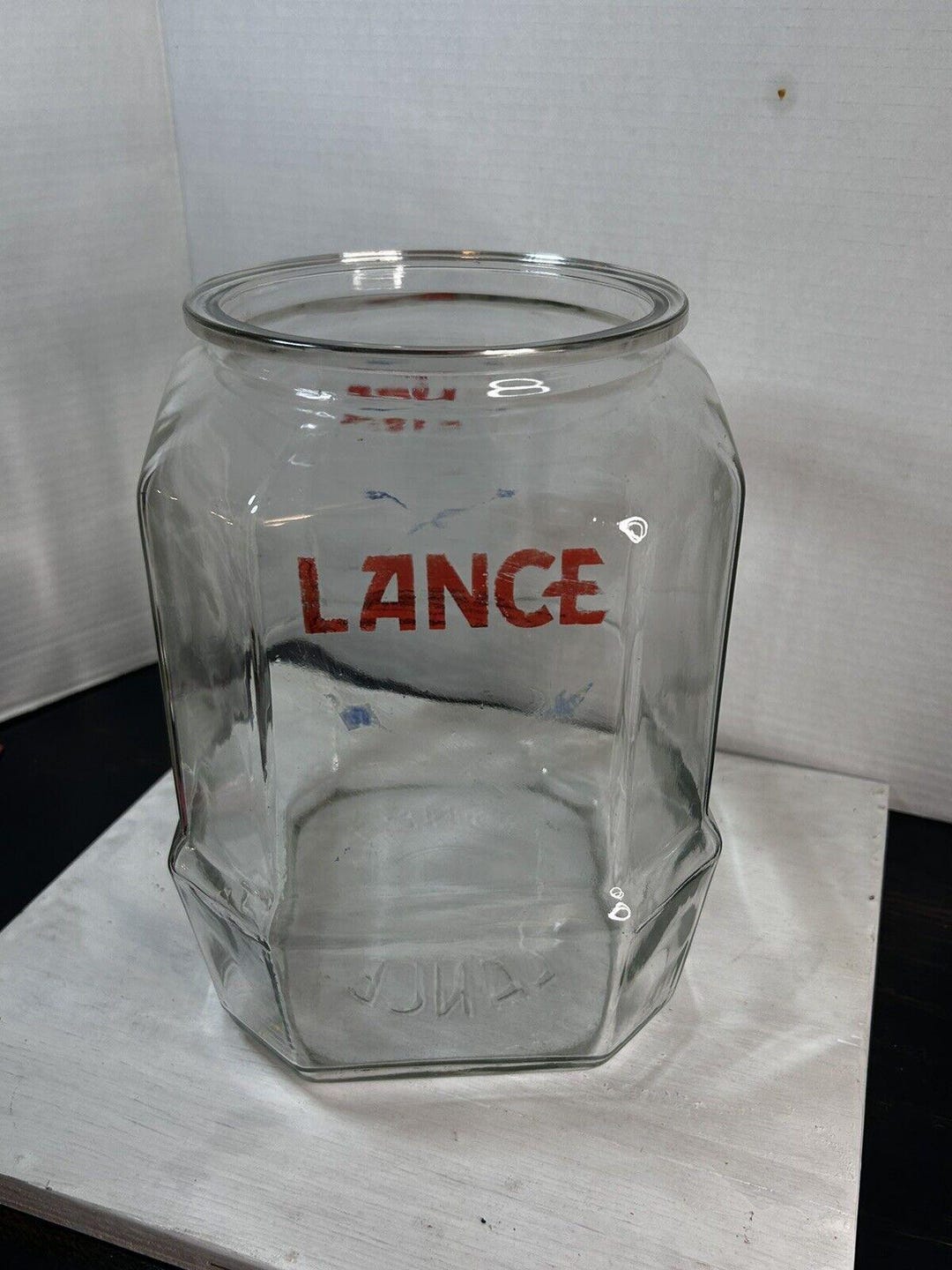Rare Vintage Lance Glass Cracker Cookie 8 Side Jar Store Counter ...
