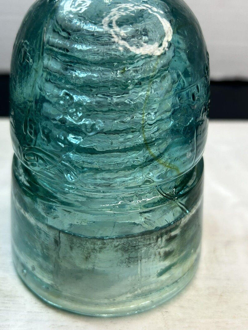 Glass Insulator: W Brookfield 45 Cliff St NY 21 Ice Blue Color Heavy ...