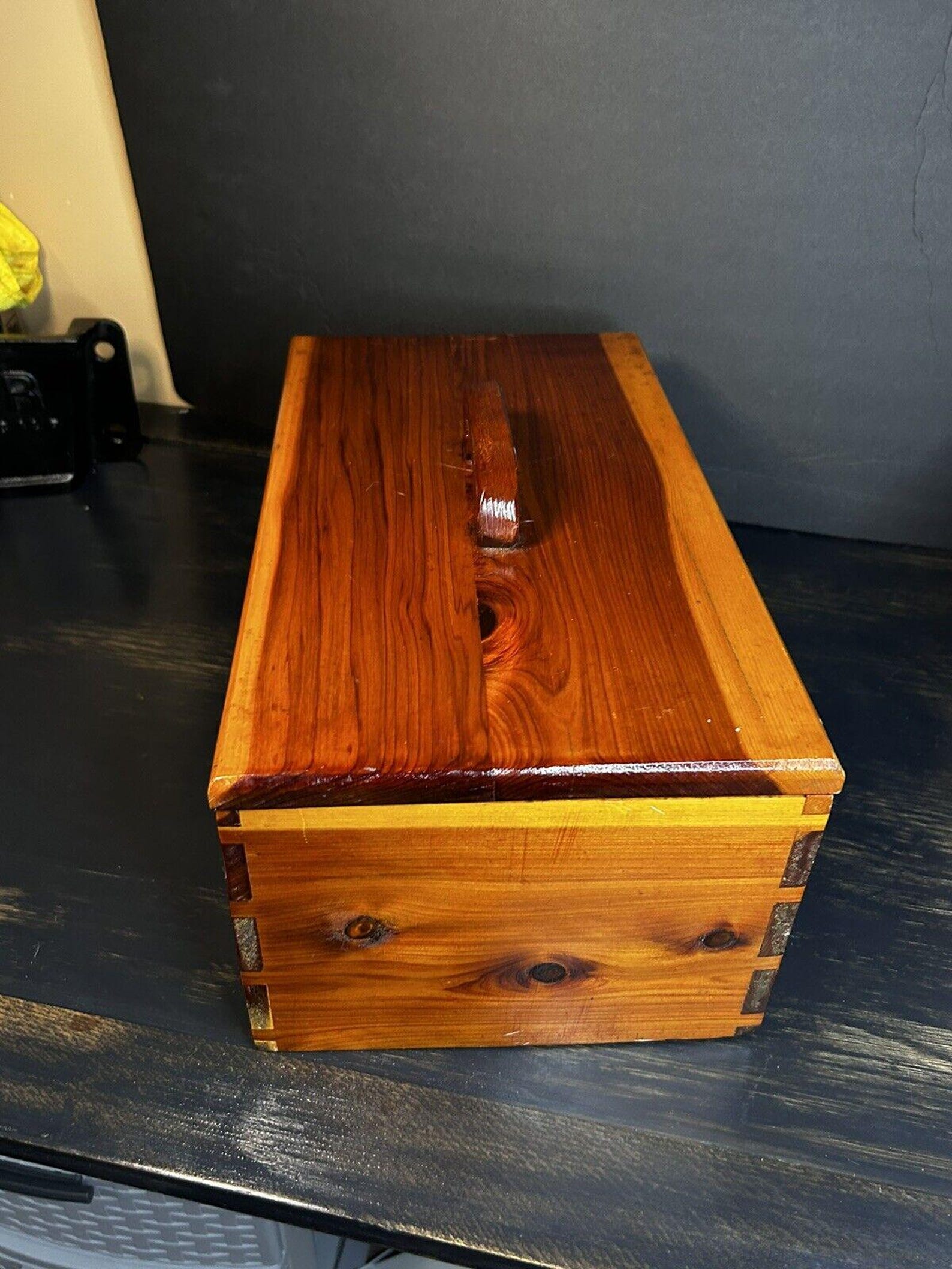 Vintage Hand Made Dovetail Cedar Wood Box With Lid . Gorgeous Glossy ...