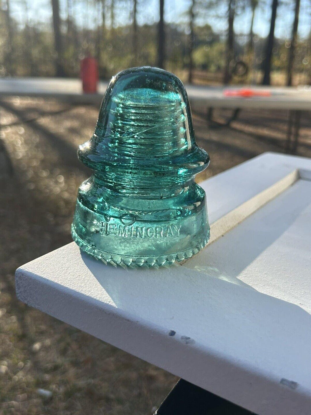 Hemingray Glass Insulator No 19 Green CD 162 SDP. Lots of Bubbles Very ...