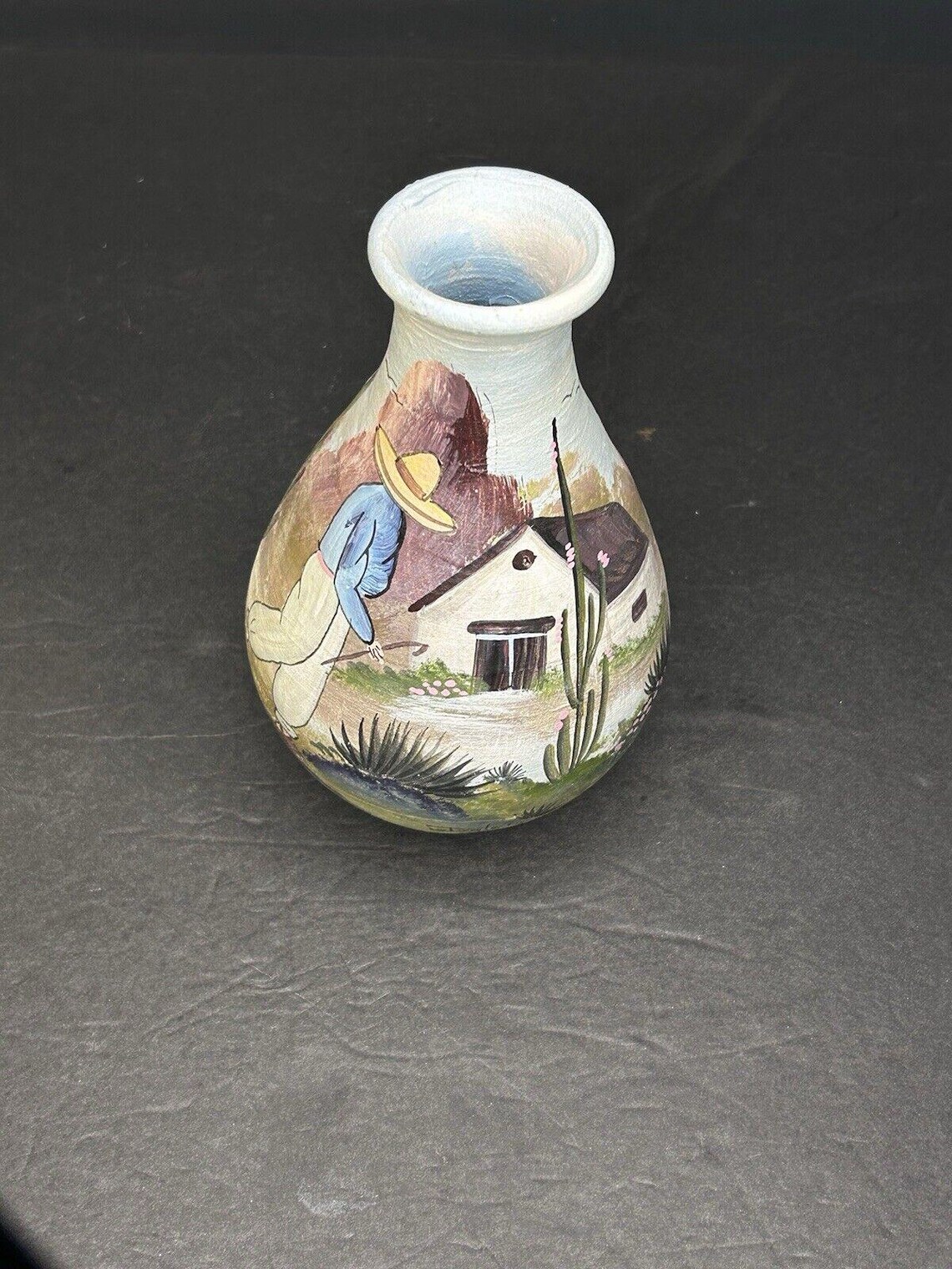 Vintage Mexican Folk Art Pottery Art Deco Hand Painted Vase - Etsy