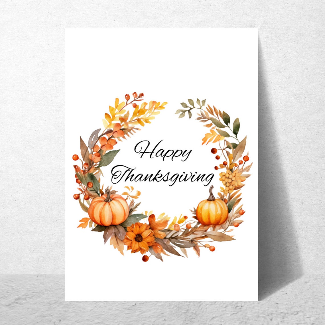 Thanksgiving Wreath, Thanksgiving Day Wreath, Fall Watercolor Wreath ...