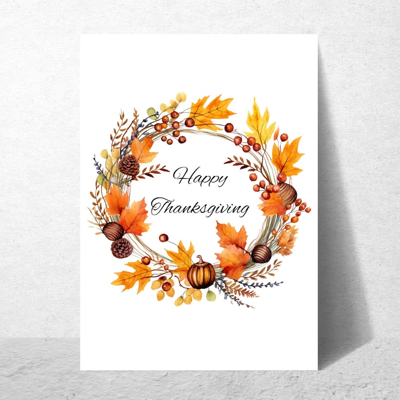 Thanksgiving Wreath, Thanksgiving Day Wreath, Fall Watercolor Wreath ...