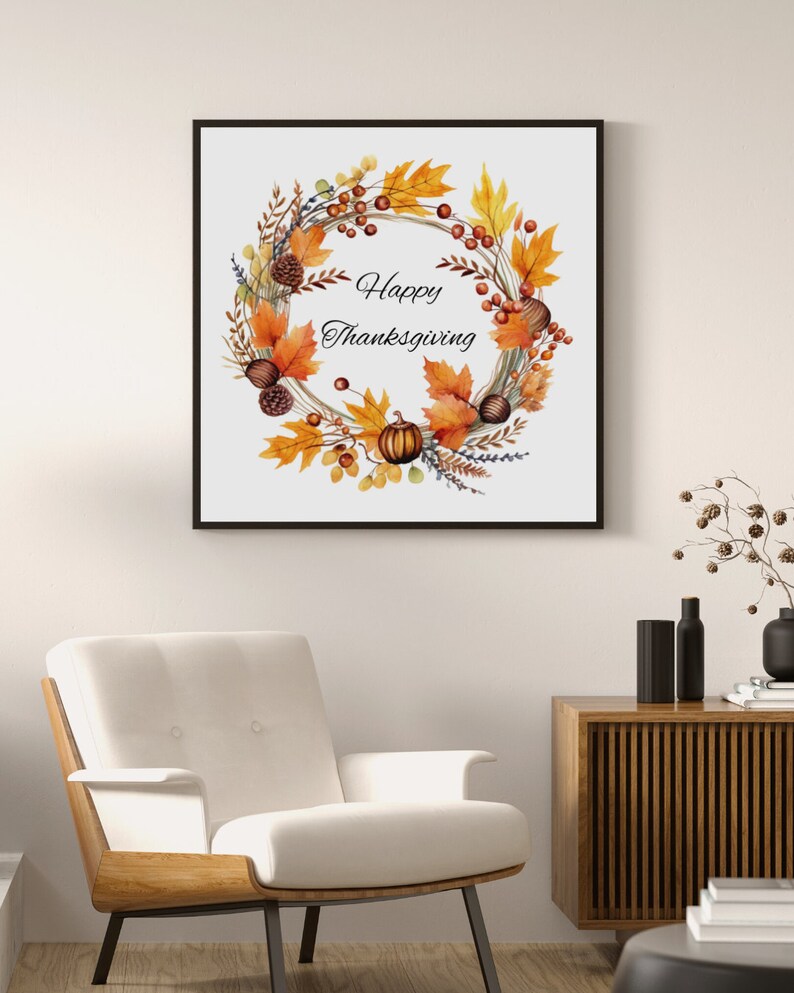 Thanksgiving Wreath, Thanksgiving Day Wreath, Fall Watercolor Wreath ...