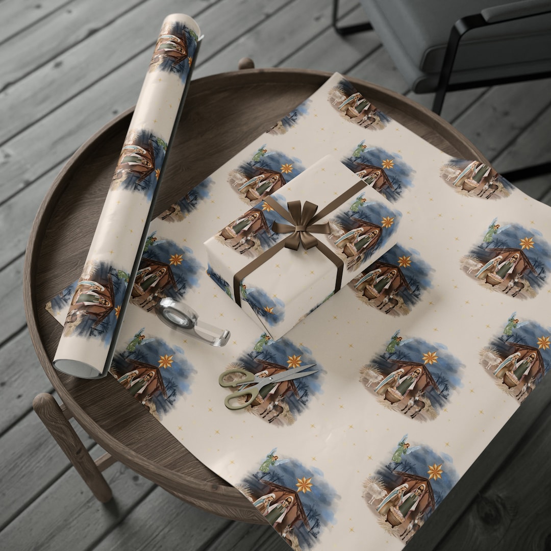 Nativity Manger Scene Wrapping Paper on Roll, Christmas Wrapping Paper ...