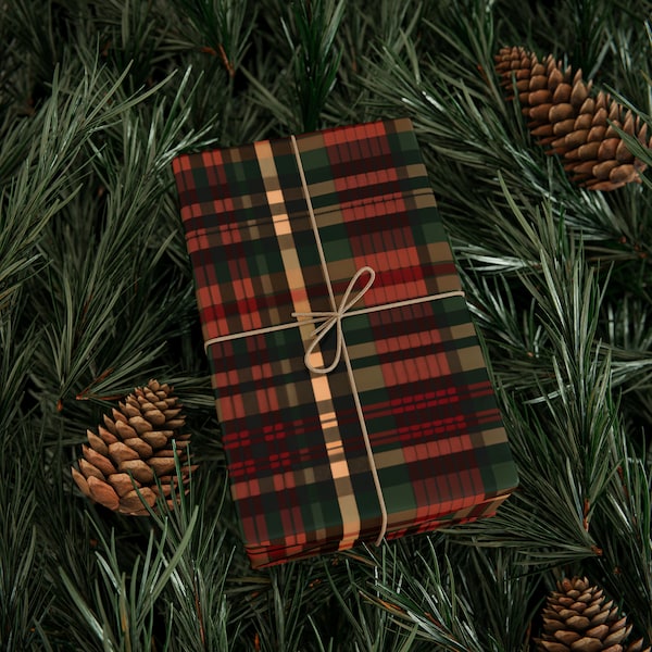Plaid Christmas Wrapping Paper - Etsy
