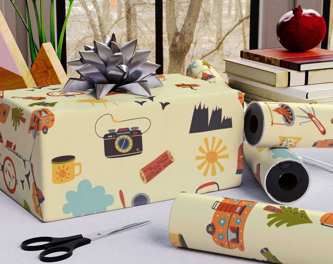 Camping Adventure Outdoor Wrapping Paper, Wanderlust Gift Wrap, Tent ...