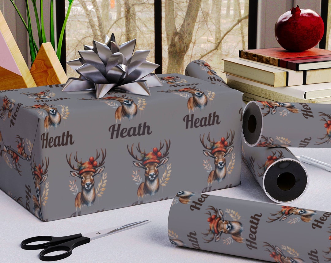 Personalized Deer Christmas Wrapping Paper, Holiday Gift Wrap for Dad ...