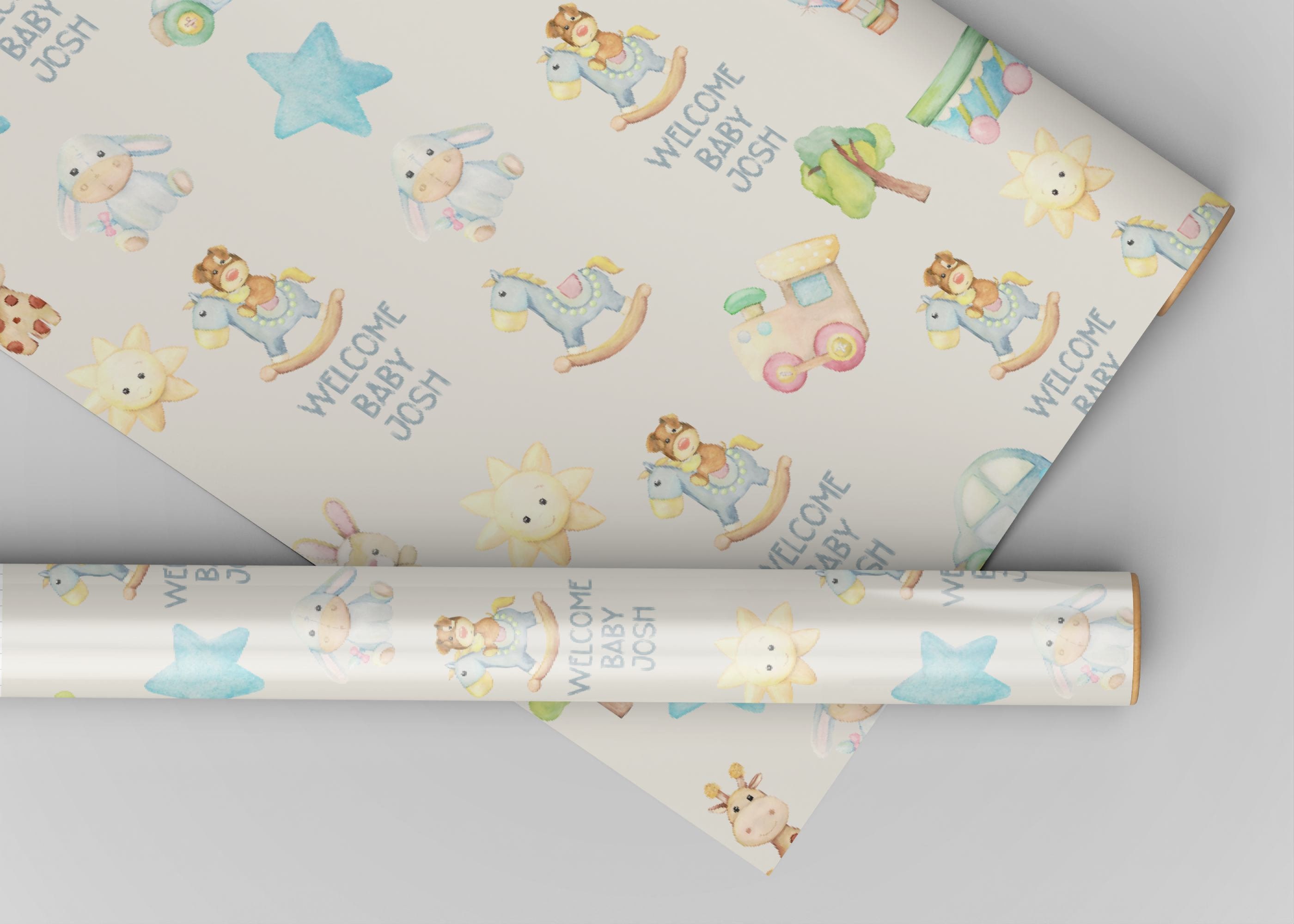 Personalized Baby Boy Shower Wrapping Paper, Newborn Gift Wrap ...