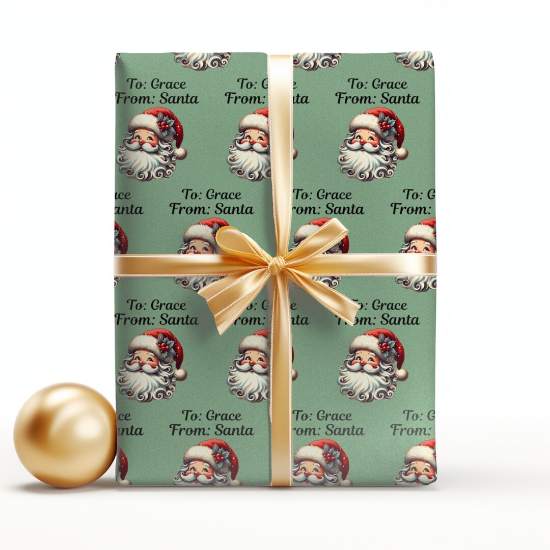 Santa Claus Personalized Wrapping Paper for Kids, Santa Gift Wrap ...