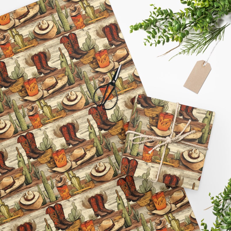 Western Wrapping Paper Cowboy Gift Wrap Western Gift Wrap - Etsy