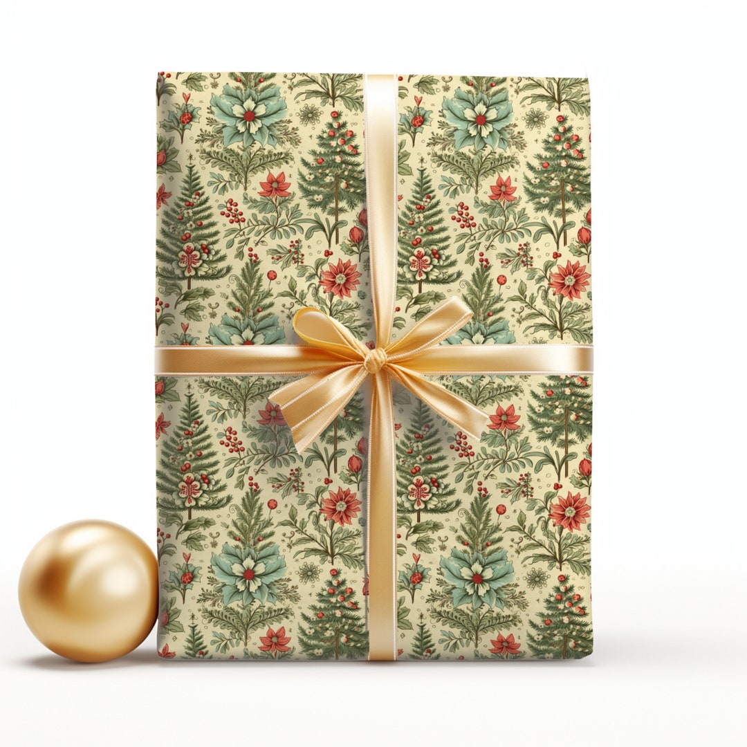 Christmas Tree Vintage Wrapping Paper, Gift Wrap for Mom Sister Friend ...