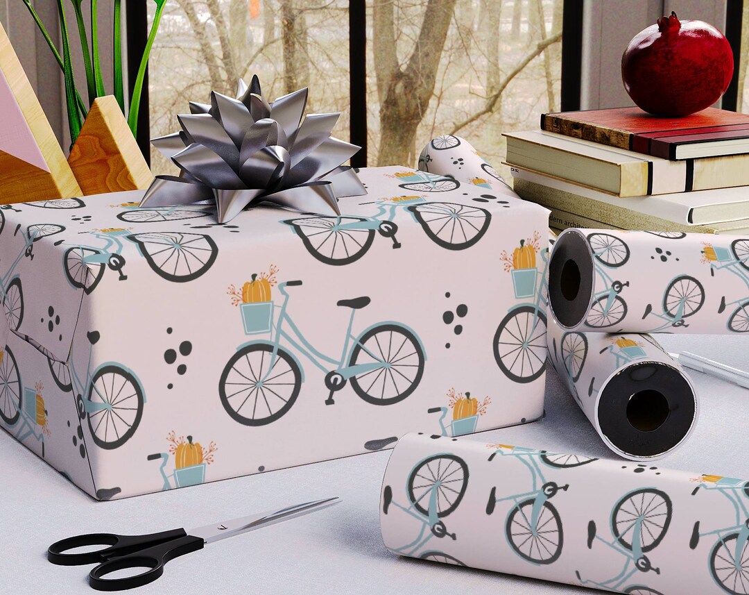 Bicycle Wrapping Paper, Birthday Gift Wrap for Women, Cyclist Wrapping ...