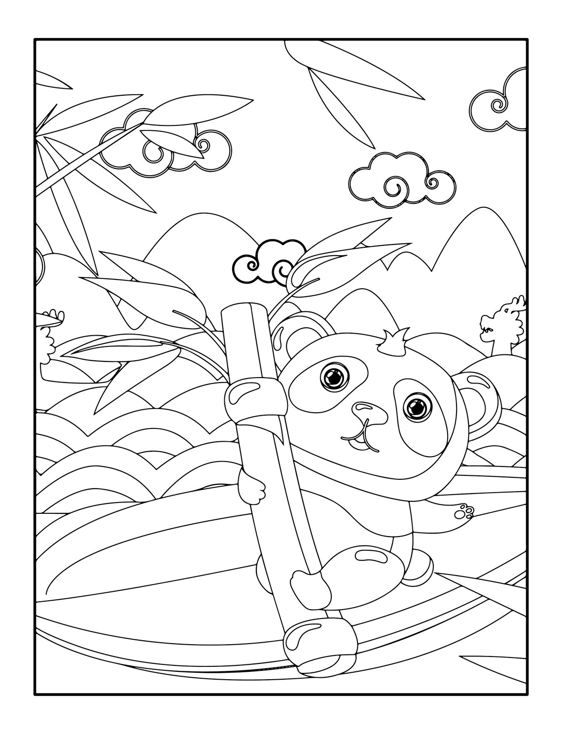 Panda Coloring Pages for Kids Kids Coloring Pages Instant - Etsy
