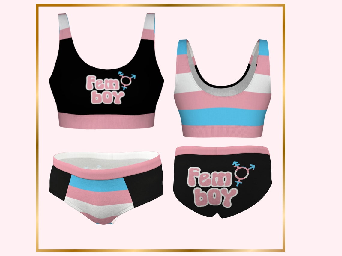 Femboy Sissy Panties for Sissy Training With Matching Sissy Bra, Femboy Clothes Sissy Training ...