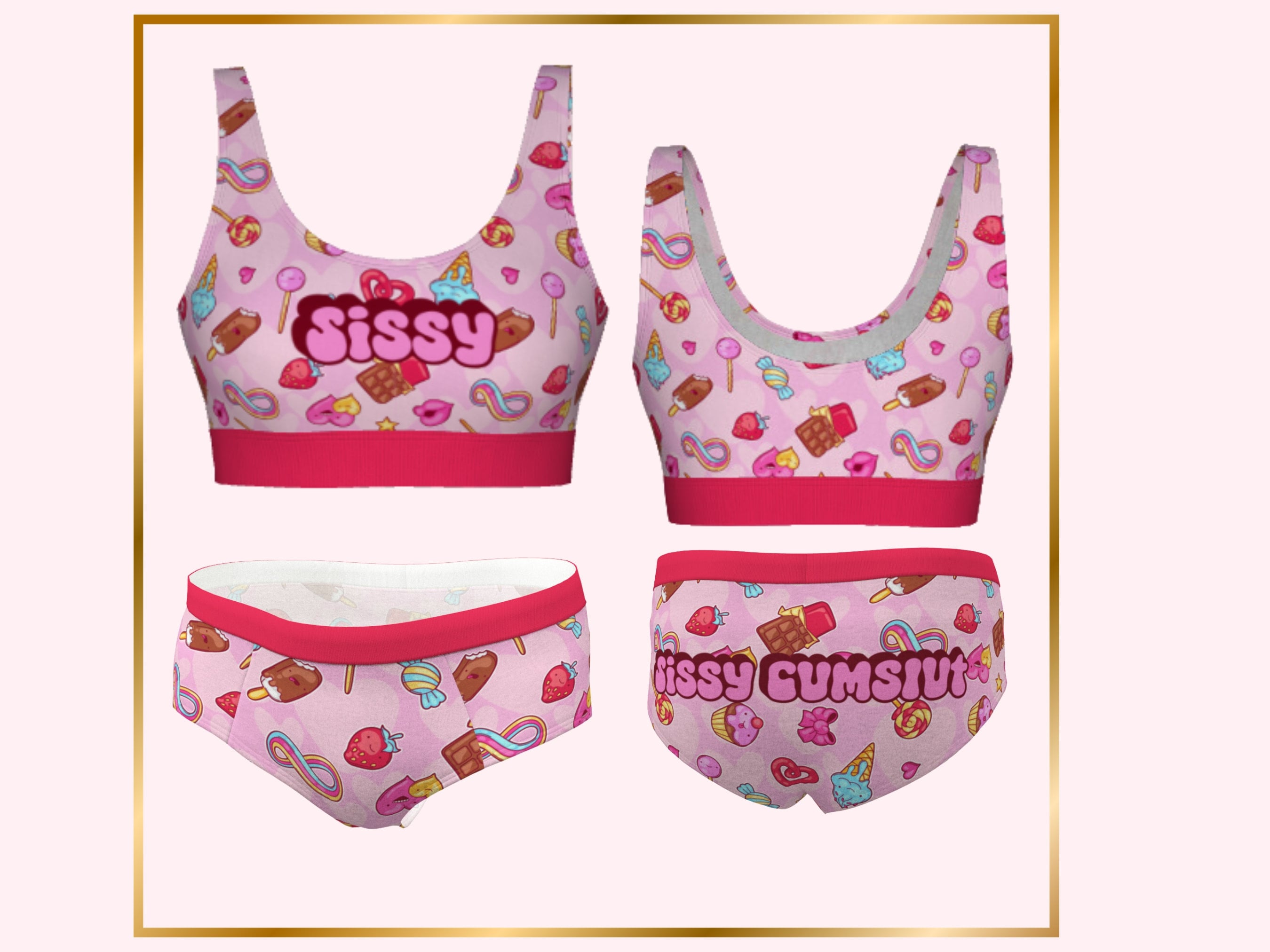 Femboy Sissy Panties for Sissy Training With Matching Sissy Bra, Femboy Clothes for Sissy ...