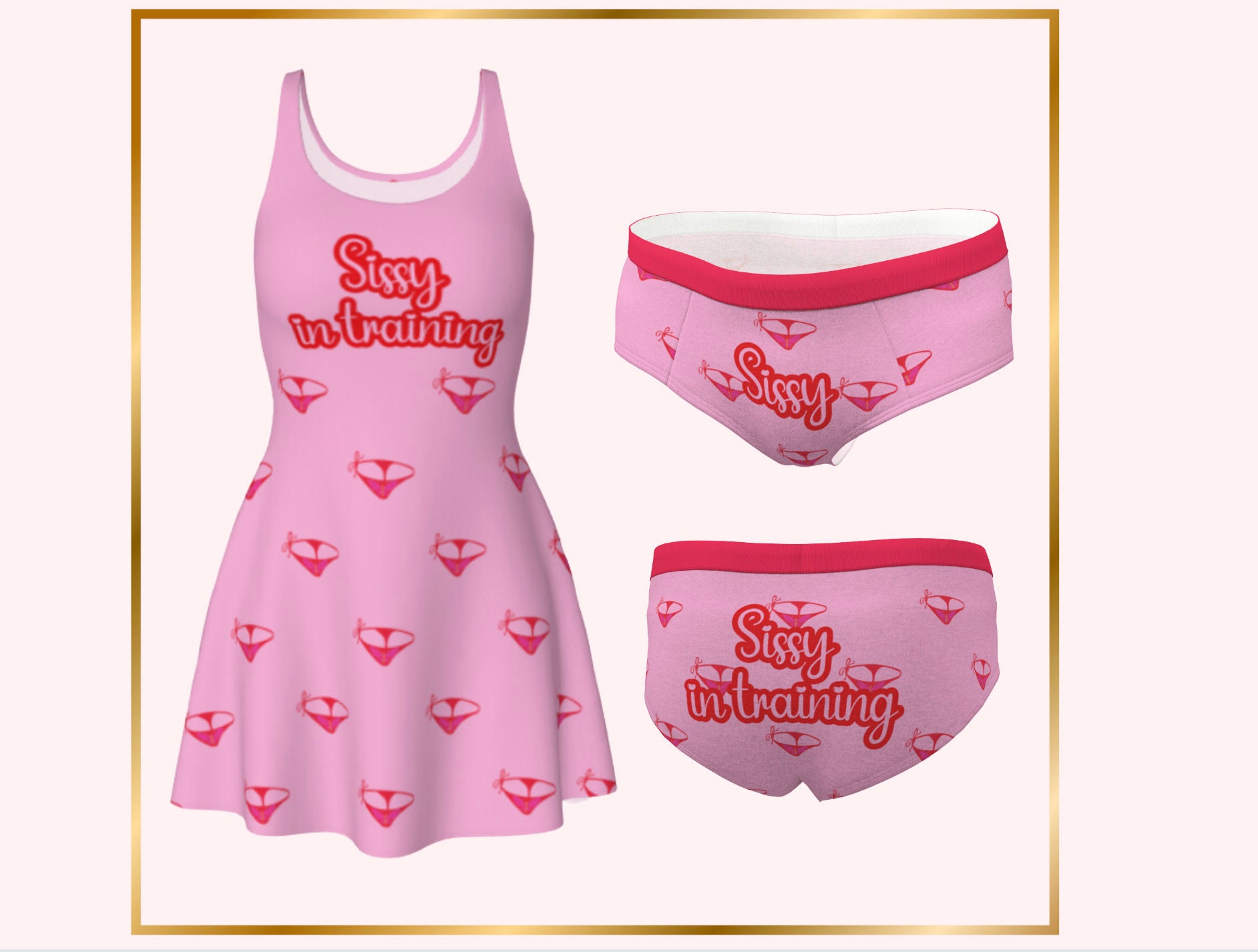 Femboy Sissy Dress With Matching Sissy Panties for Sissy Training, Gift for Submissive Sissy ...