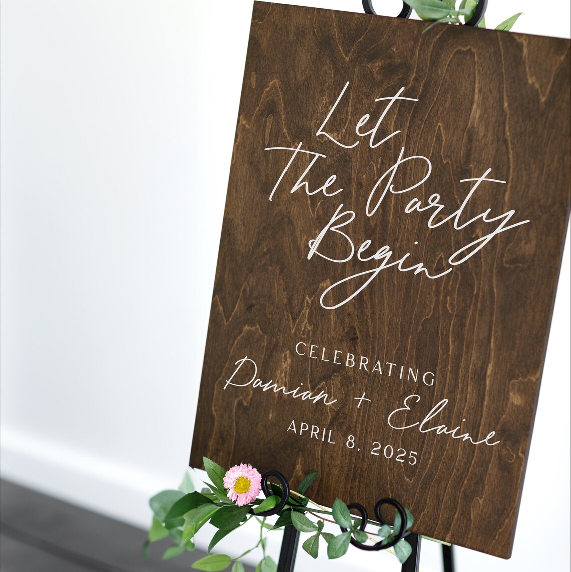 Let the Party Begin Wedding Welcome Sign, Rustic Wood Wedding Sign ...