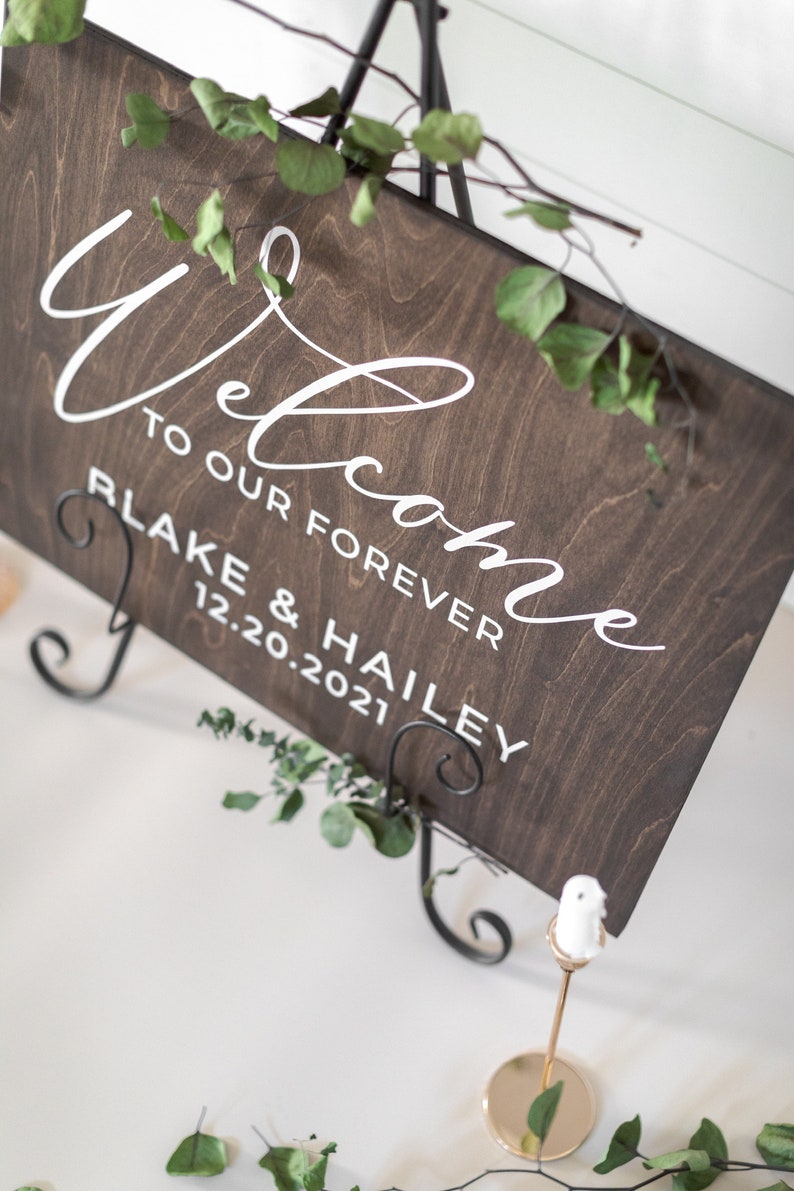Wedding Welcome Sign, Custom Wood Wedding Sign, Welcome to Our Forever ...