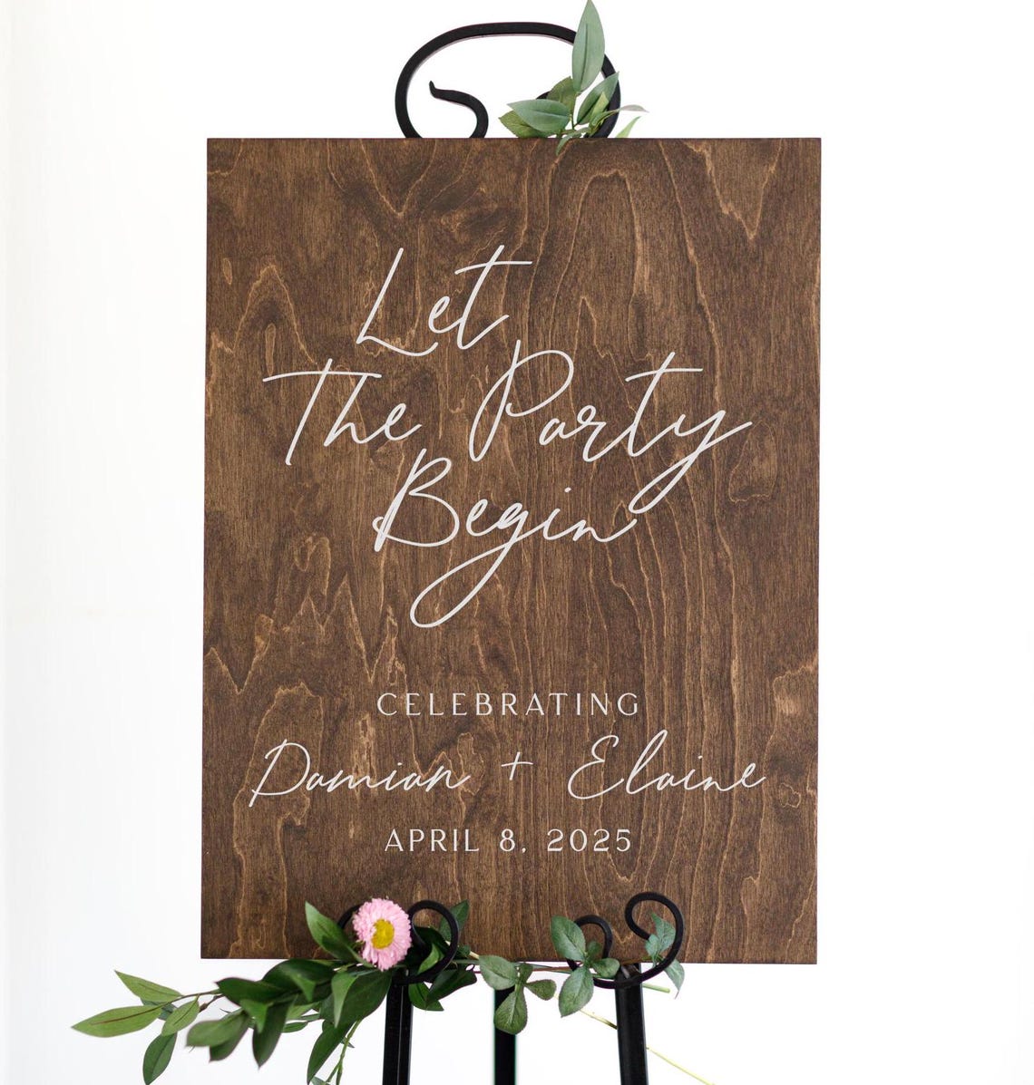 Let the Party Begin Wedding Welcome Sign, Rustic Wood Wedding Sign ...