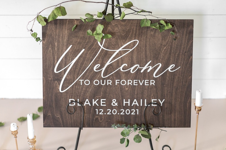 Wedding Welcome Sign, Custom Wood Wedding Sign, Welcome to Our Forever ...