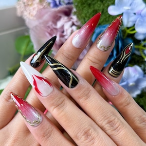 Video Game Press on Nails | Cosplay Nail Set | Immortalized Legend Ahri ...