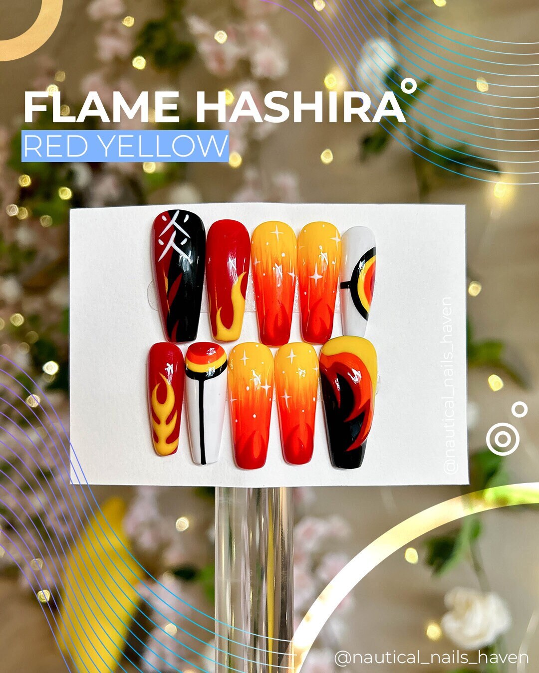 Flame Hashira Rengoku Nails - Etsy
