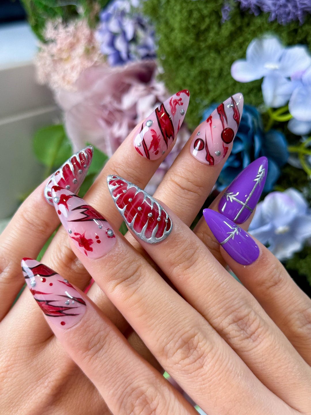Anime Press on Nails | Cosplay Nail Set | Choso - Jujutsu Kaisen ...
