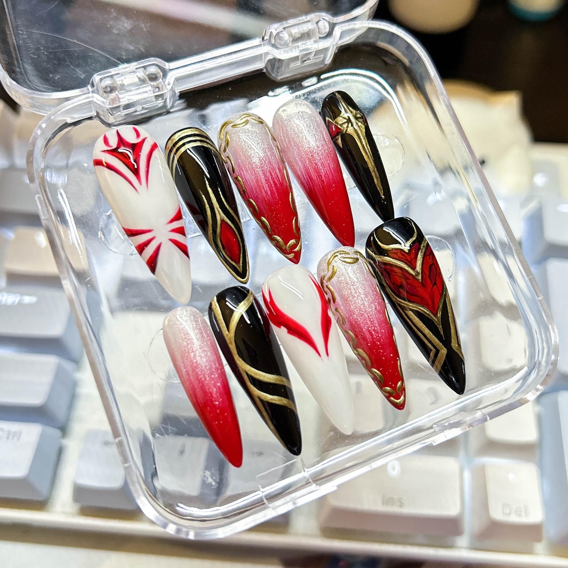 Video Game Press on Nails | Cosplay Nail Set | Immortalized Legend Ahri ...