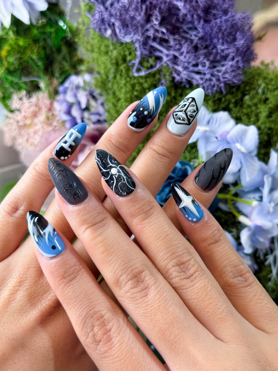 Anime Press on Nails | Cosplay Nail Set | Gojo Satoru - Jujutsu Kaisen ...