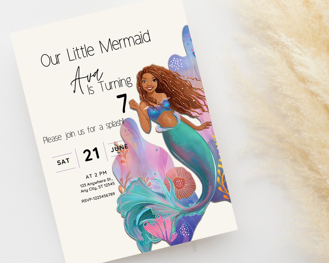 Little Mermaid Invitation, Mermaid Invitation, 2023 Mermaid, Digital ...
