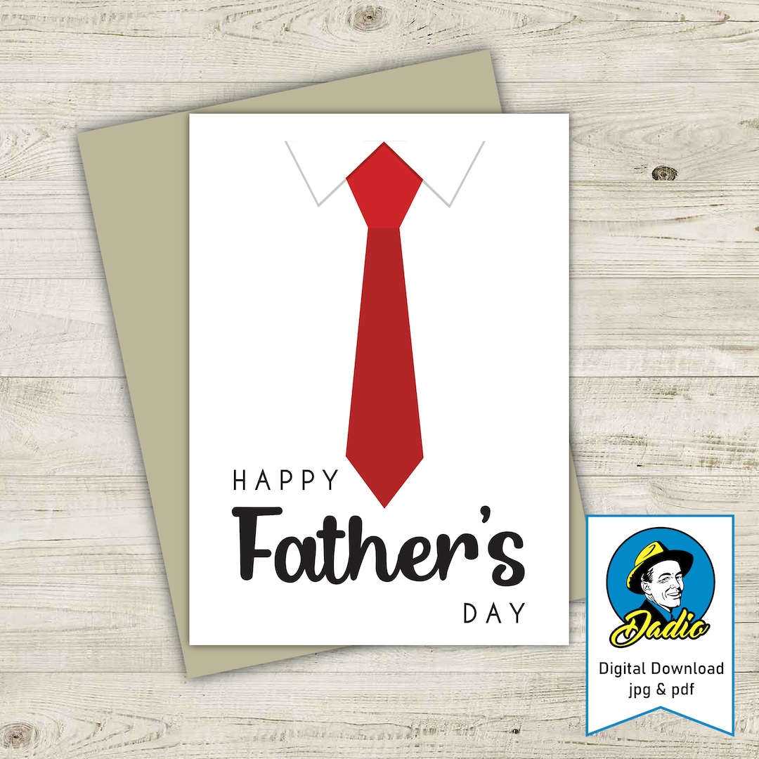 Happy Father's Day - Red Tie Card 5x7 - Printable - Digital Download - Etsy
