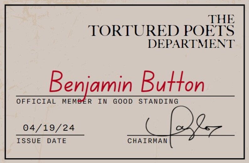 PRINTABLE - TTPD Membership Cards - Etsy