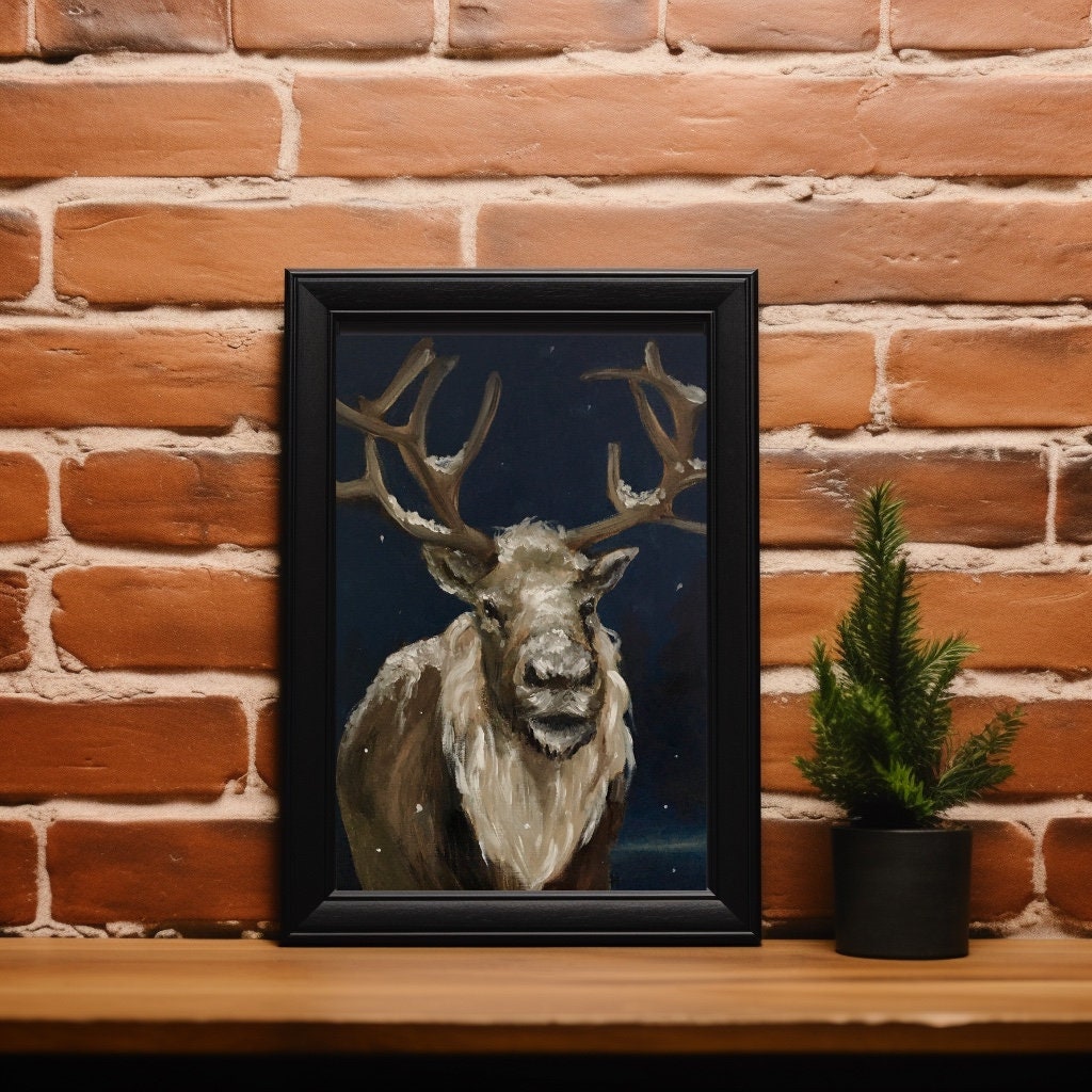 8x10 & 5x7 Holiday Art Print Santa Clause Prancer Reindeer - Etsy