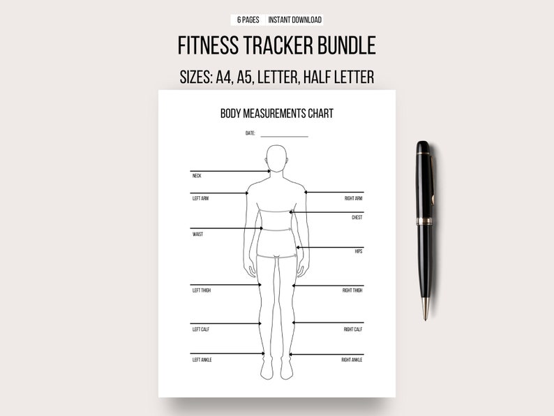 Printable Health and Fitness Tracker, Daily Workout Log, Exercise Log ...