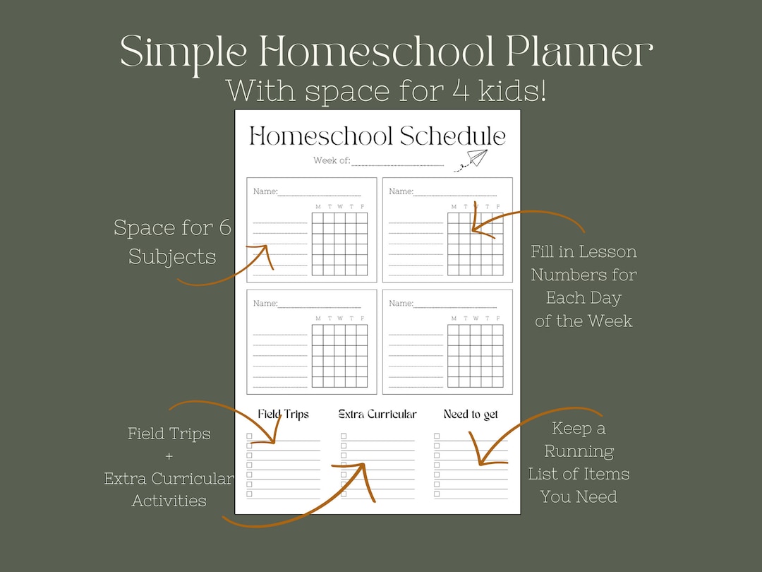 Simple Homeschool Planner, Homeschool Schedule, Curriculum Tracker ...