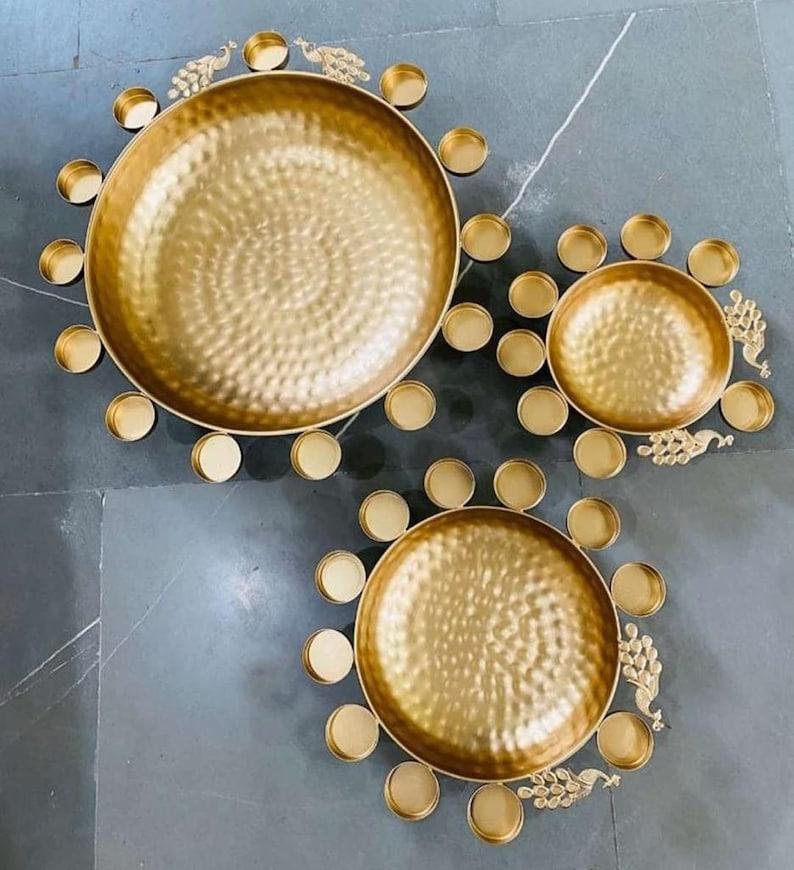 Peacock Urli Bowl Set, Handmade Floating Flowers Tea Light Candle ...